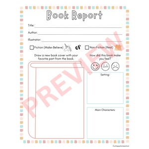 Book Report Worksheet, 3 Styles, Reading Report, Book Review, Printable ...
