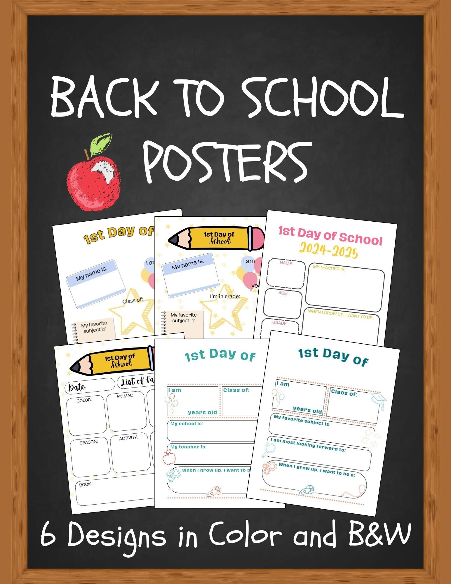 Back to School Posters, First Day of School Posters, First Day Signs ...