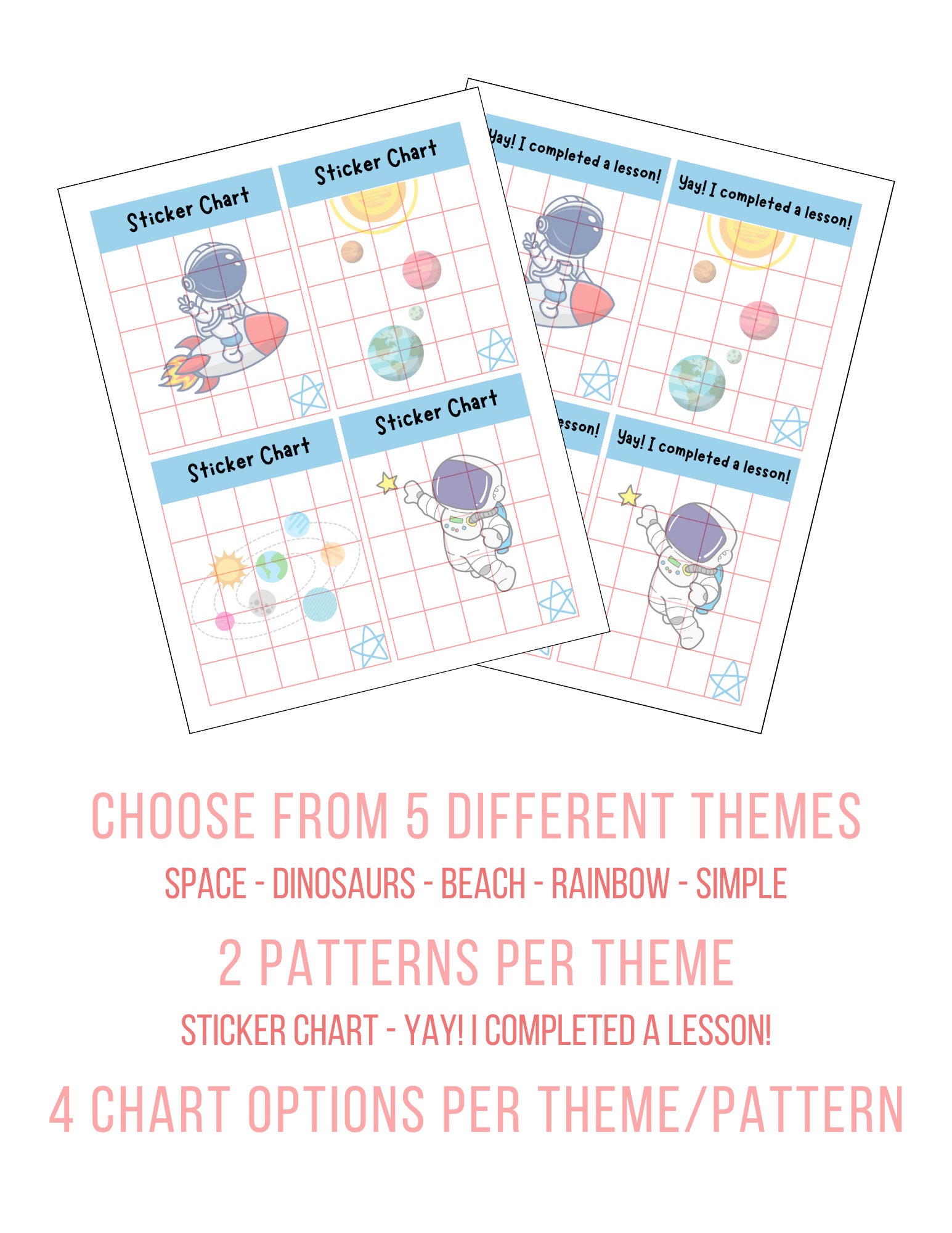 Kids Sticker Chart, Reward, Lesson Completion Chart for Homeschool ...