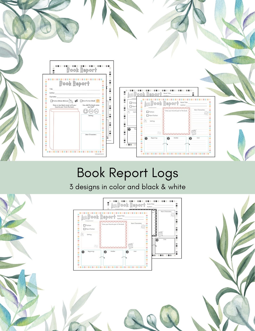 Book Report Worksheet, 3 Styles, Reading Report, Book Review, Printable ...