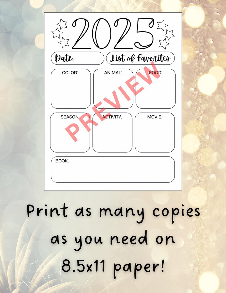 New Years Resolution Printable Activity for Kids, New Years Activity ...