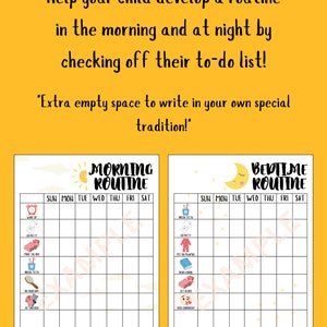 Morning and Bedtime Routine Cards, Schedule Cards, Printable Routine ...