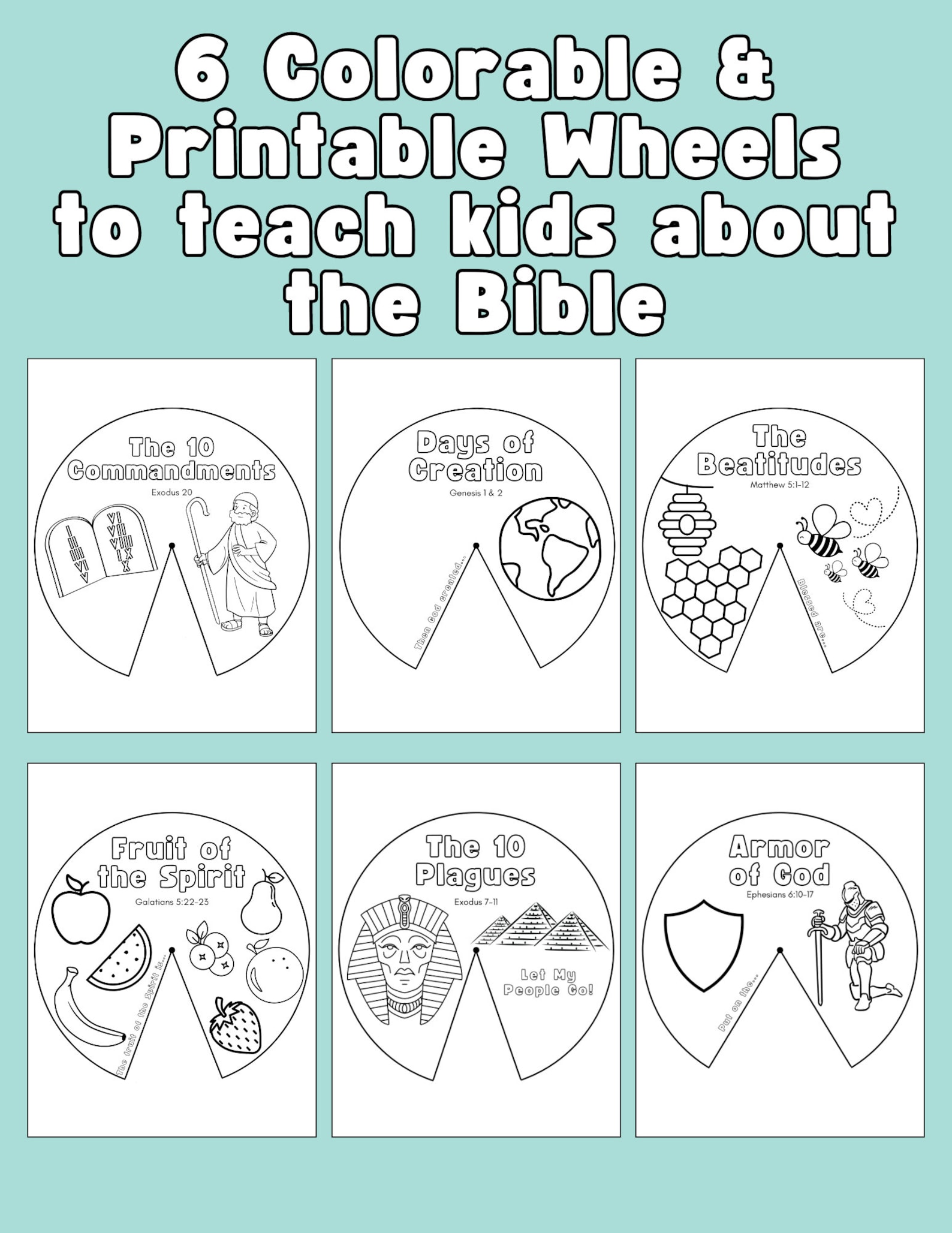 Sunday School Wedge Wheel, Kids Bible Lessons, 10 Commandments, Plagues ...