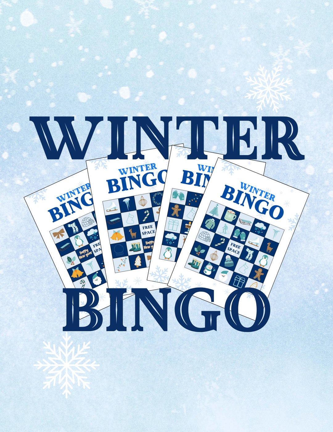 Winter Bingo Cards for Kids, Printable, Winter Games, Bingo Sets, Party ...