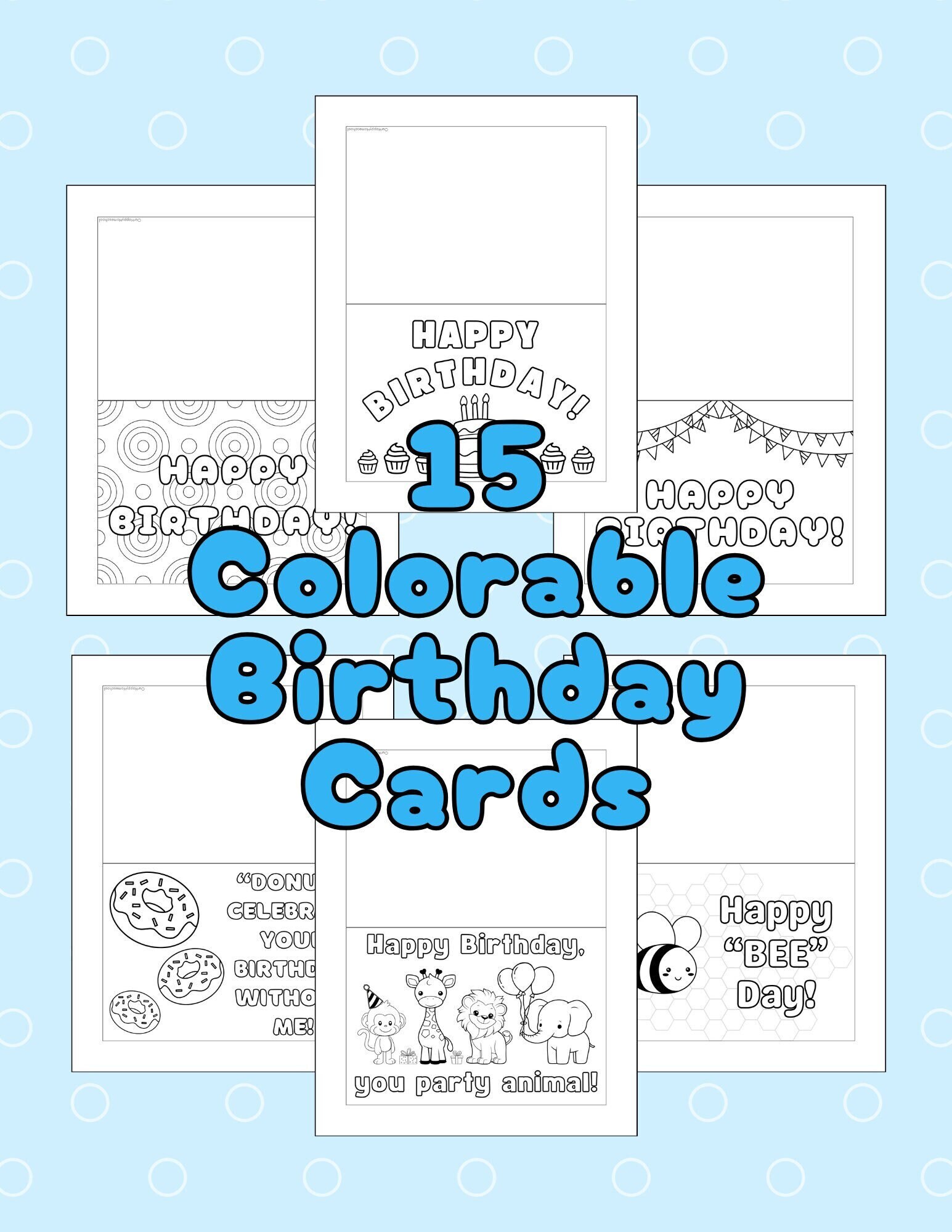 Printable Birthday Card Kids Colorable Birthday Card Cards DIY Card ...
