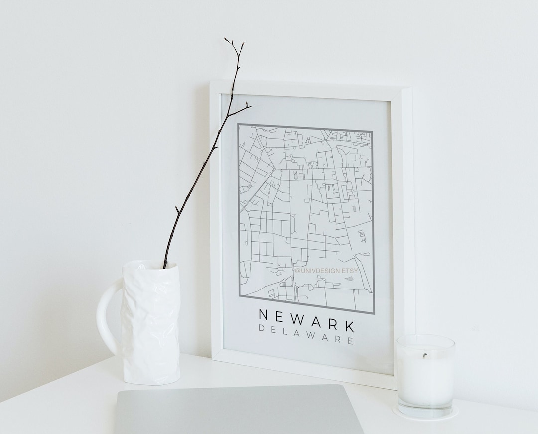 Newark Delaware Map Art Print 19711 19717 302 University of Delaware ...