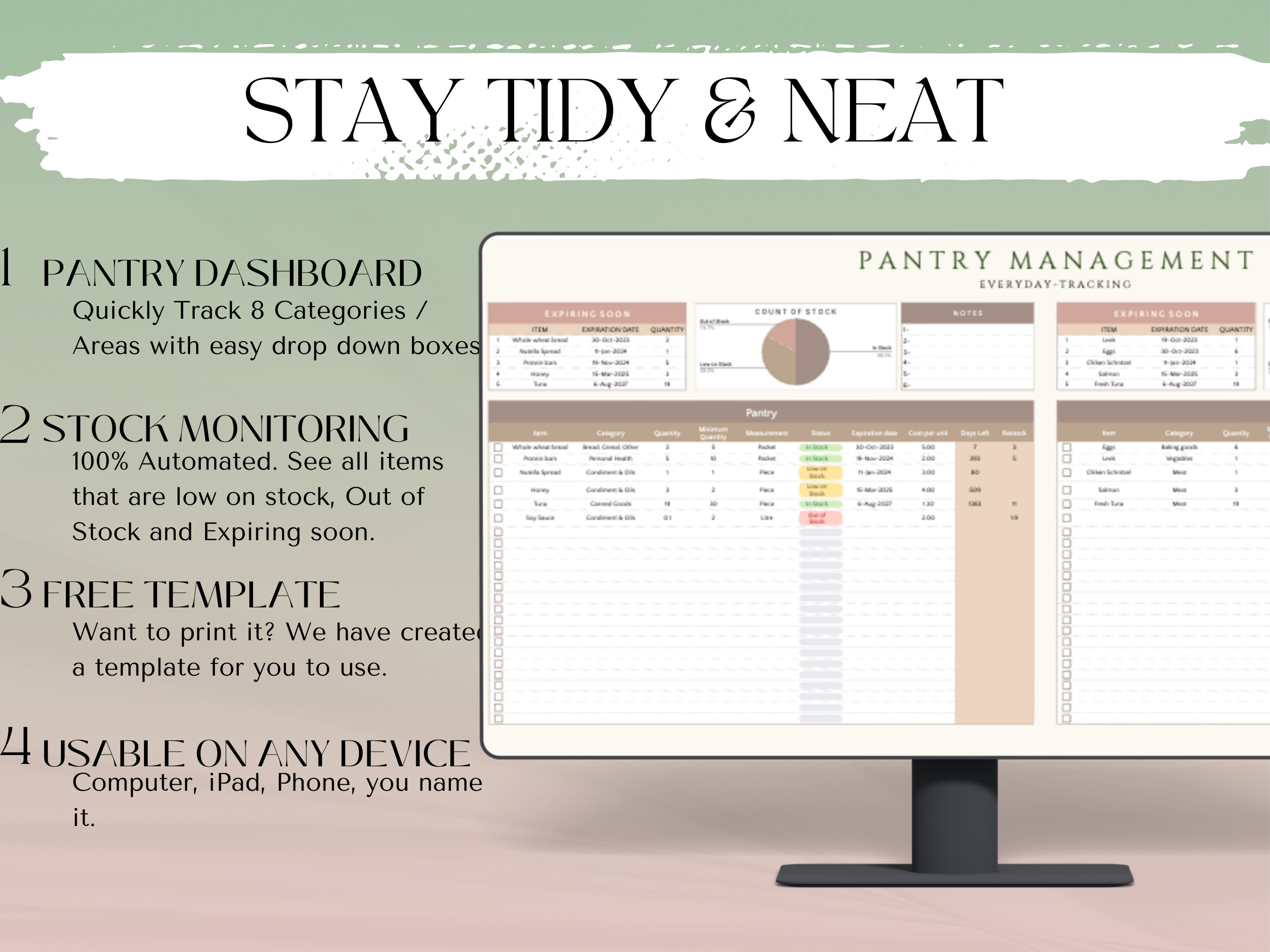 Pantry Kitchen Inventory Management With Household Checklist, Track ...