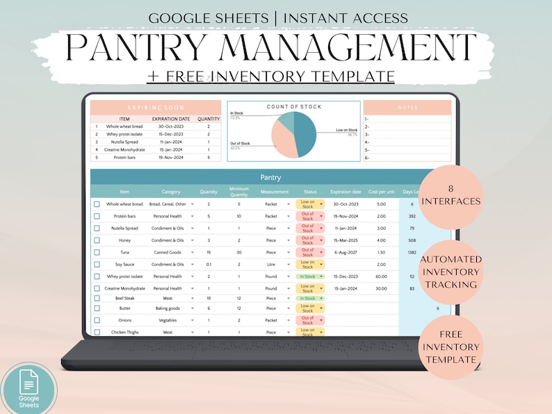 Pantry Inventory Management With Household Checklist, Track Food List ...