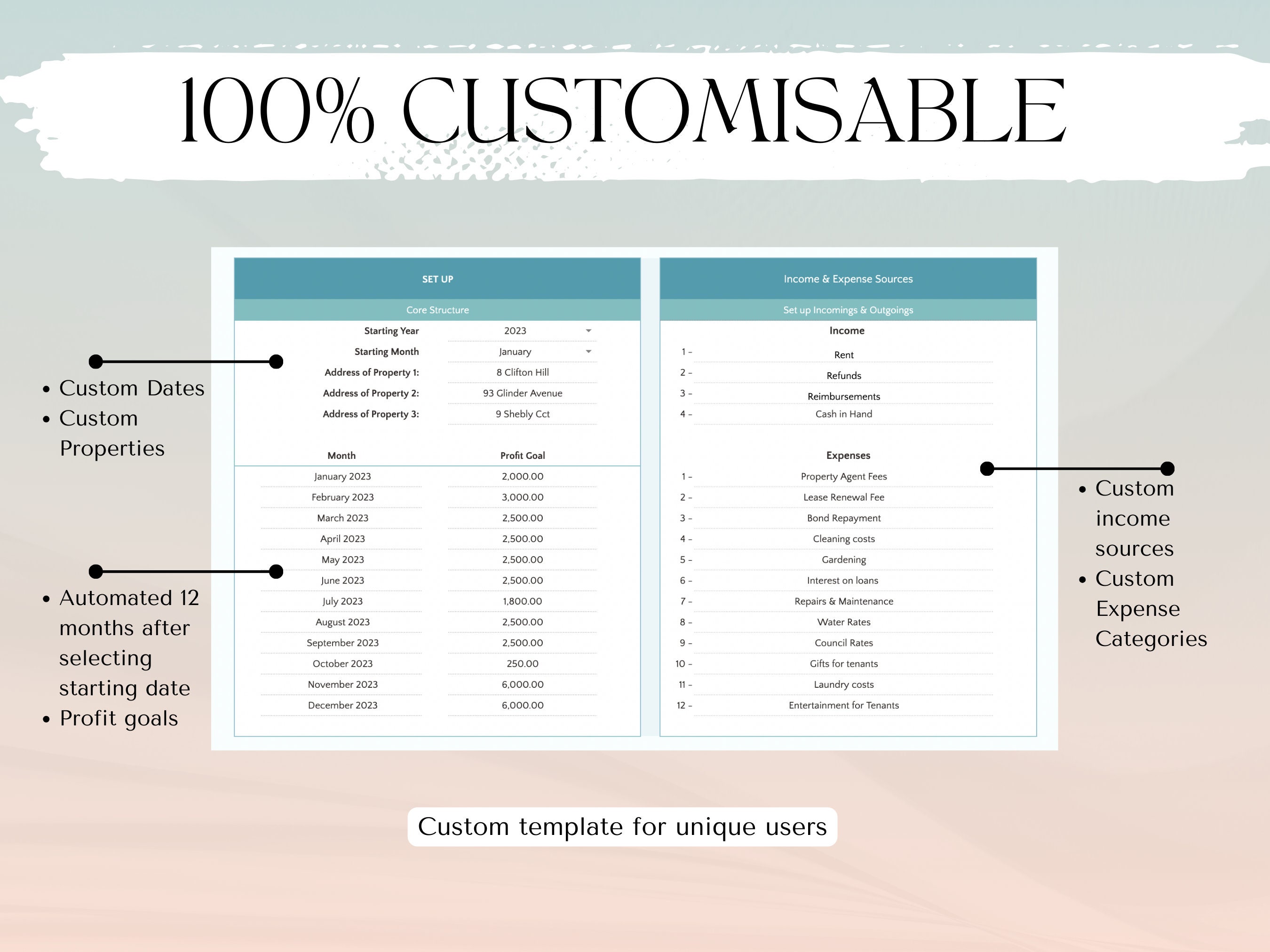 Landlord Rental Property Management Summary Template, Investment ...
