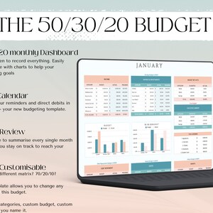 50/30/20 Monthly Budget Spreadsheet Annual Budget Planner Google Sheets ...