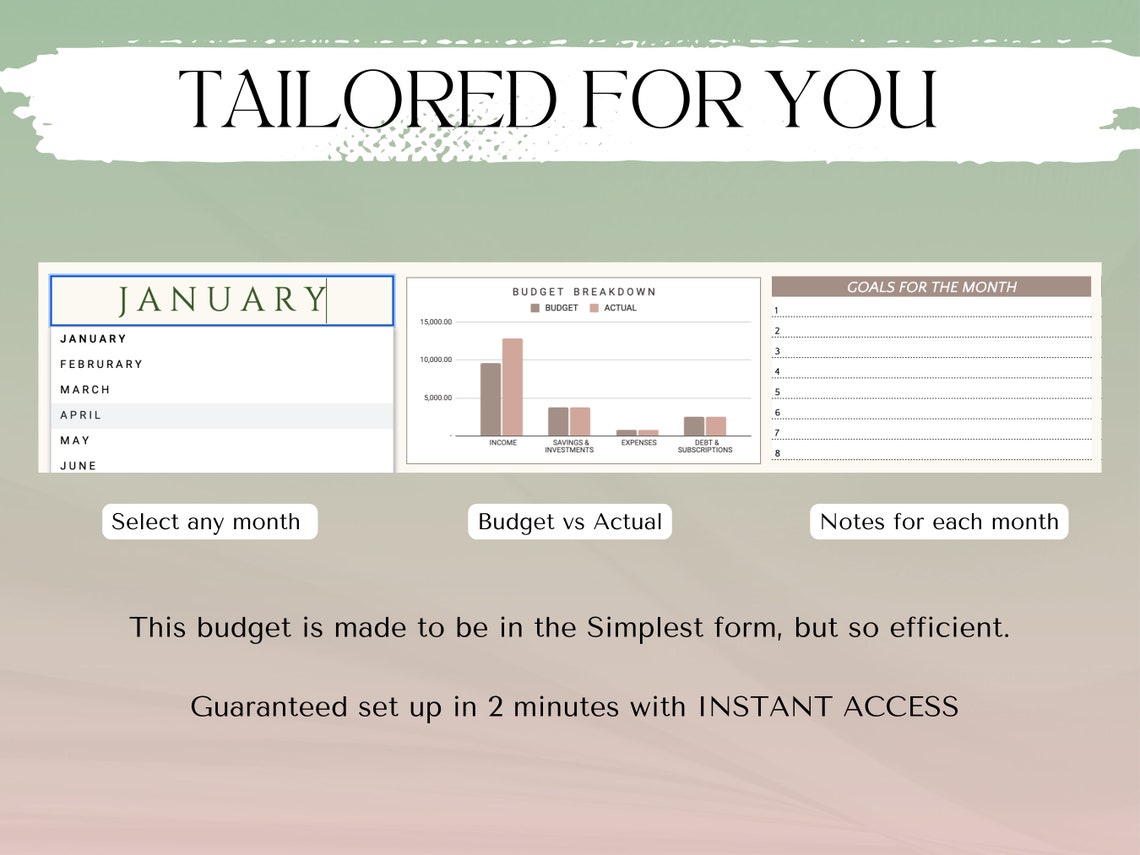 Simple Monthly Budget Spreadsheets for Google Sheets Budget - Etsy