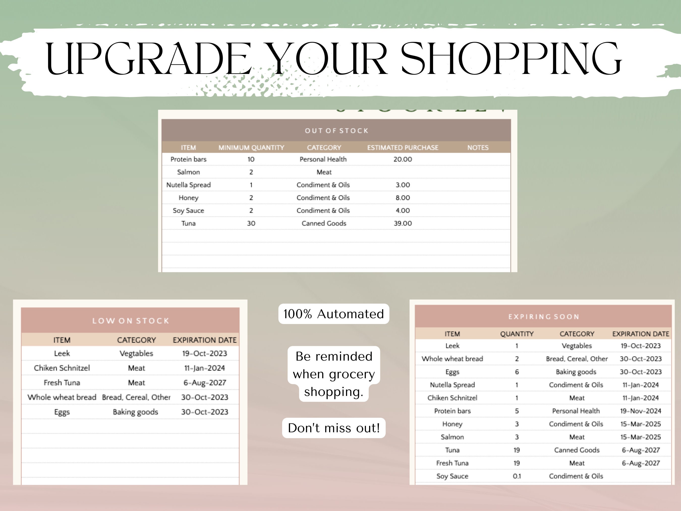 Pantry Kitchen Inventory Management With Household Checklist, Track ...