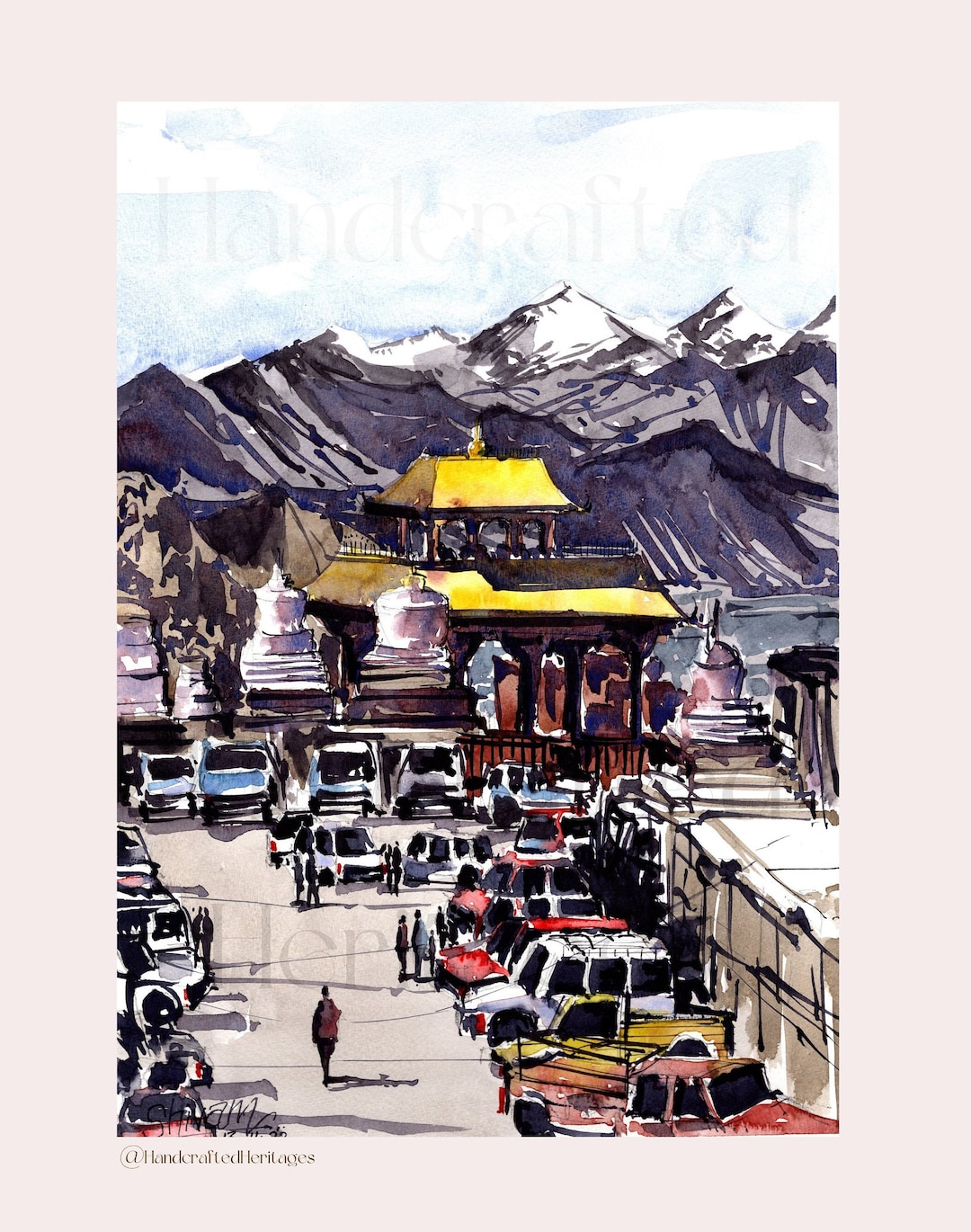 Watercolor Trip to Leh/ladakh, Handpainted Watercolor Painting ...