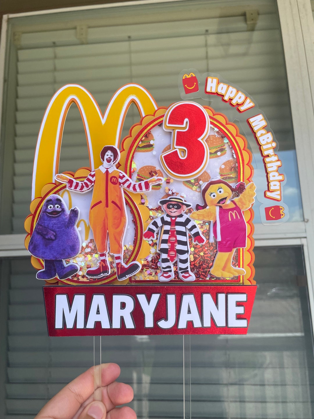 Mc Birthday Cake Topper, Hamburger Cake Topper, Fast Food Cake Topper ...