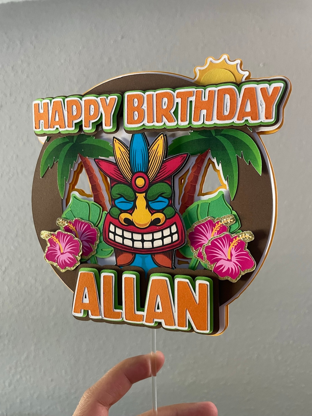 Hawaiian Cake Topper, Hawaiian Tiki Cake Topper, Tiki Decor, Hawaiian ...