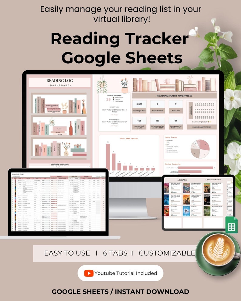 Book Tracker Google Sheet, Book Log Spreadsheet, Bookshelf Tracker ...