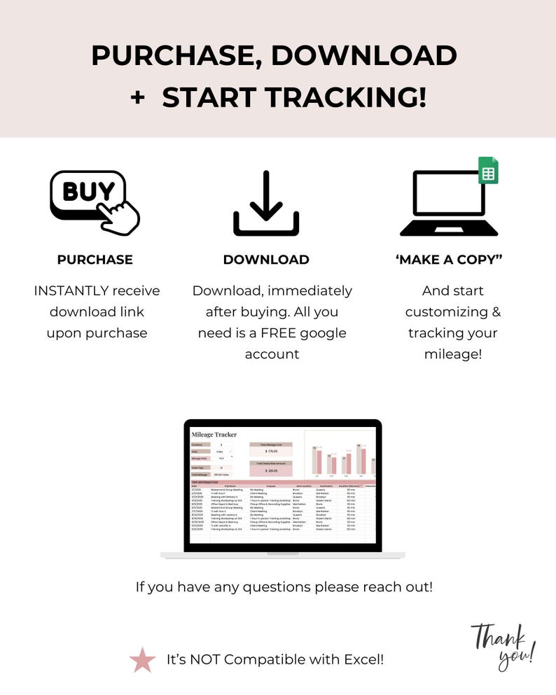 Mileage Expense Tracker Google Sheets: Business Mileage Log (digital ...
