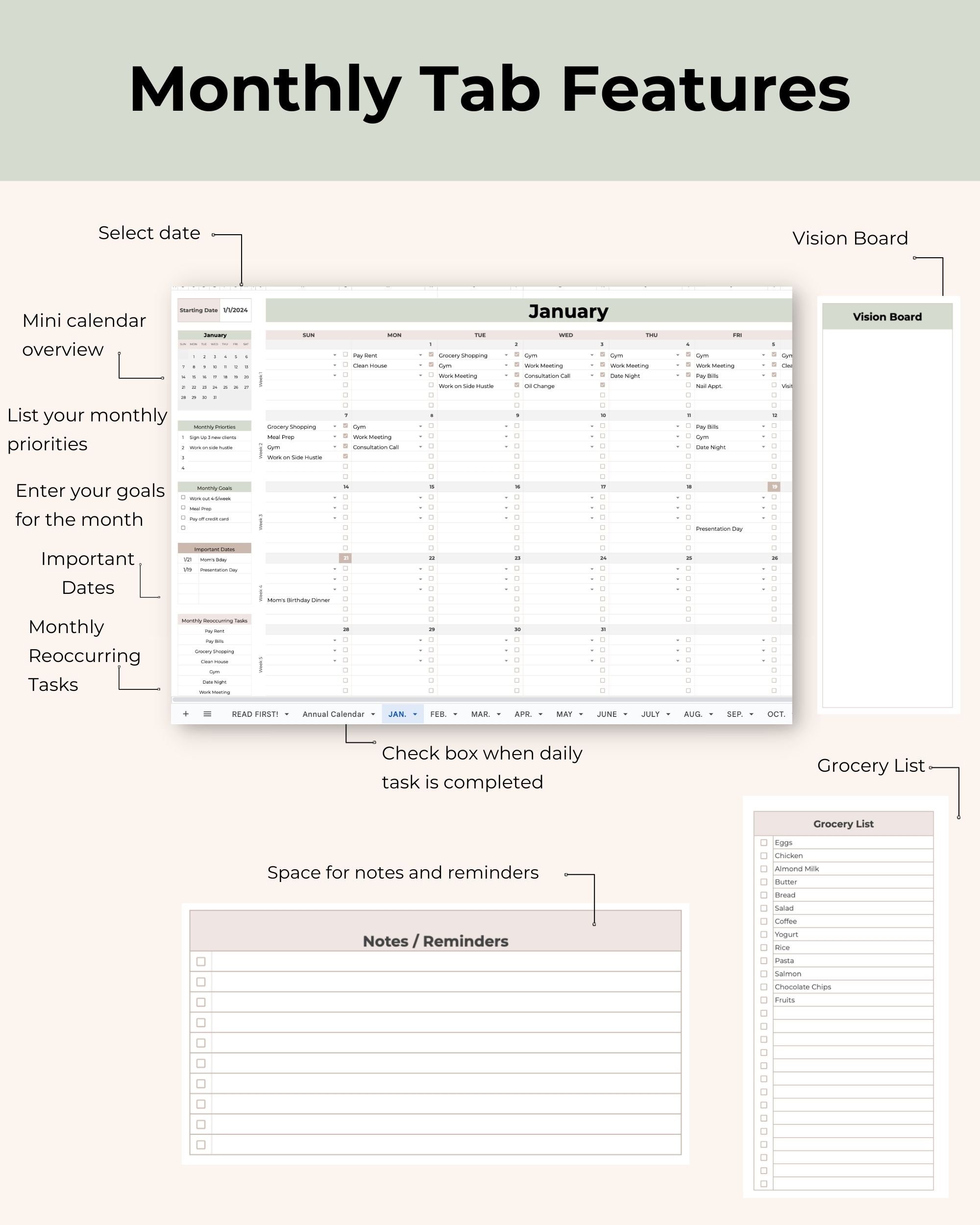 Editable Monthly Calendar Monthly Planner Template Google Sheets ...