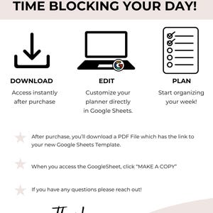 Weekly Time Block Schedule Google Sheets: Task Organization (digital ...