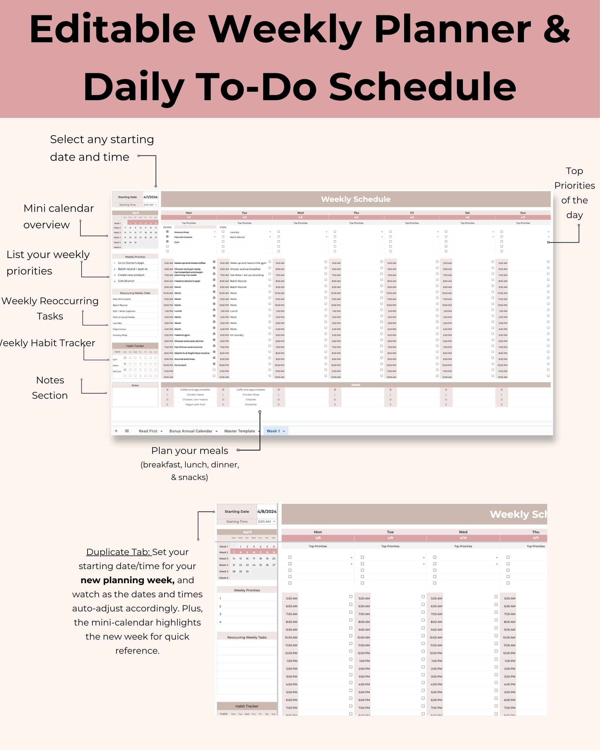 Automated Weekly Planner: Google Sheets To-do List (digital Download ...