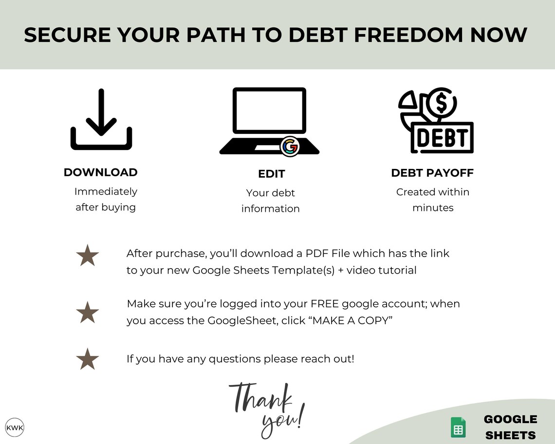 Simple Debt Snowball Spreadsheet, Debt Avalanche, Debt Payoff Google ...