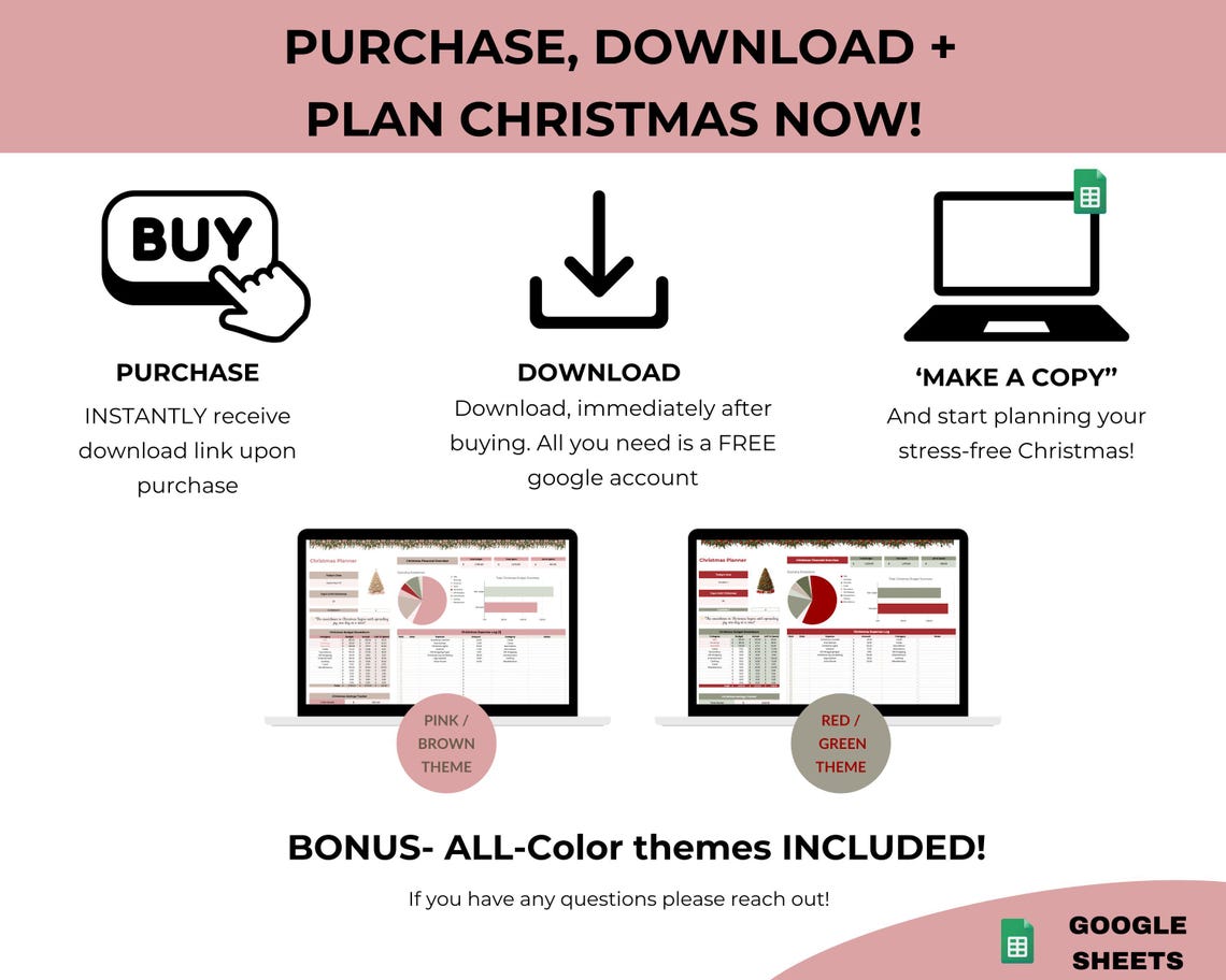 Christmas Planner Google Sheets: Gift Budget, Card & Task Tracker ...
