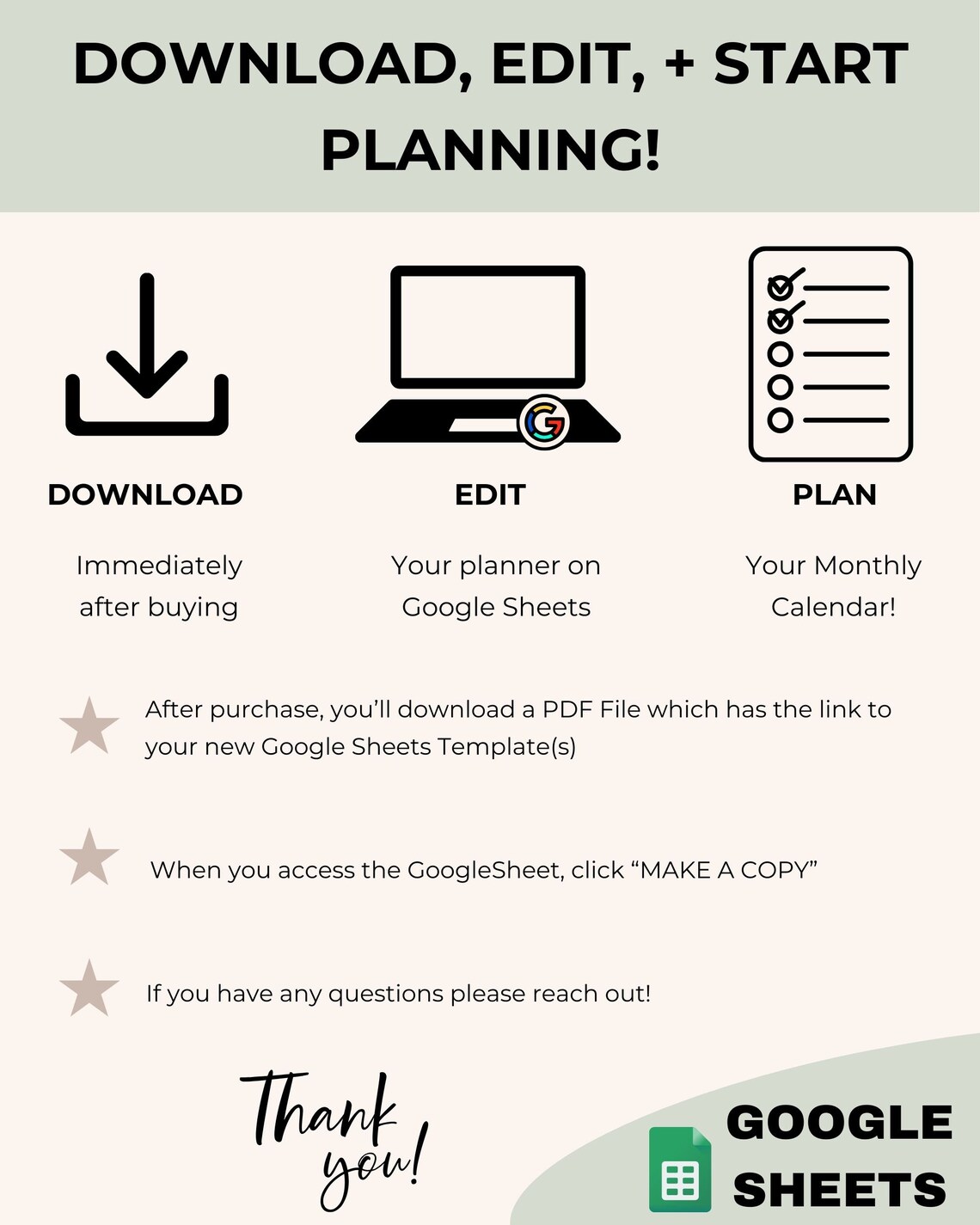 Editable Monthly Calendar: Automated Google Sheets Planner (digital ...