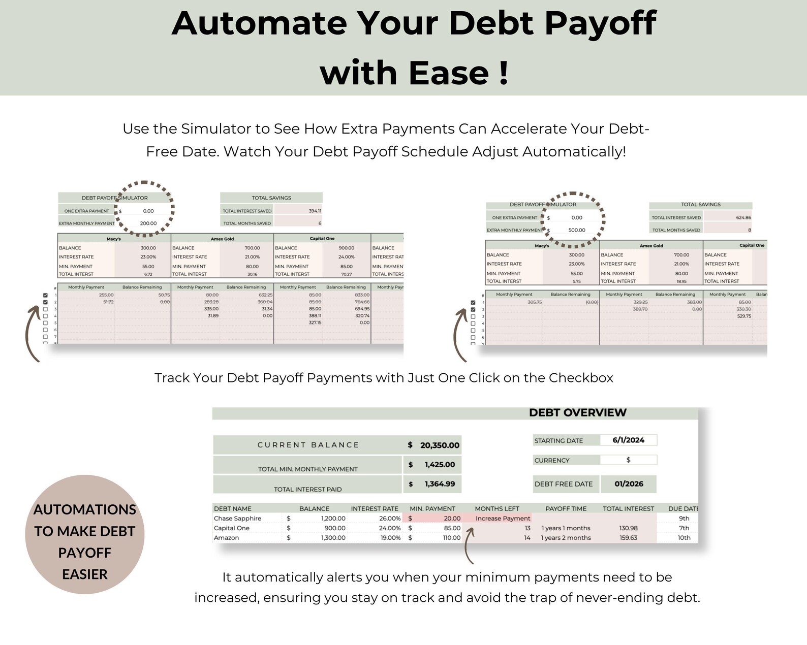Simple Debt Snowball Spreadsheet, Debt Avalanche, Debt Payoff Google ...
