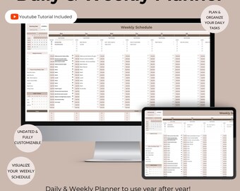Daily Schedule & Weekly Plan Google Sheets Template Daily Checklist to ...