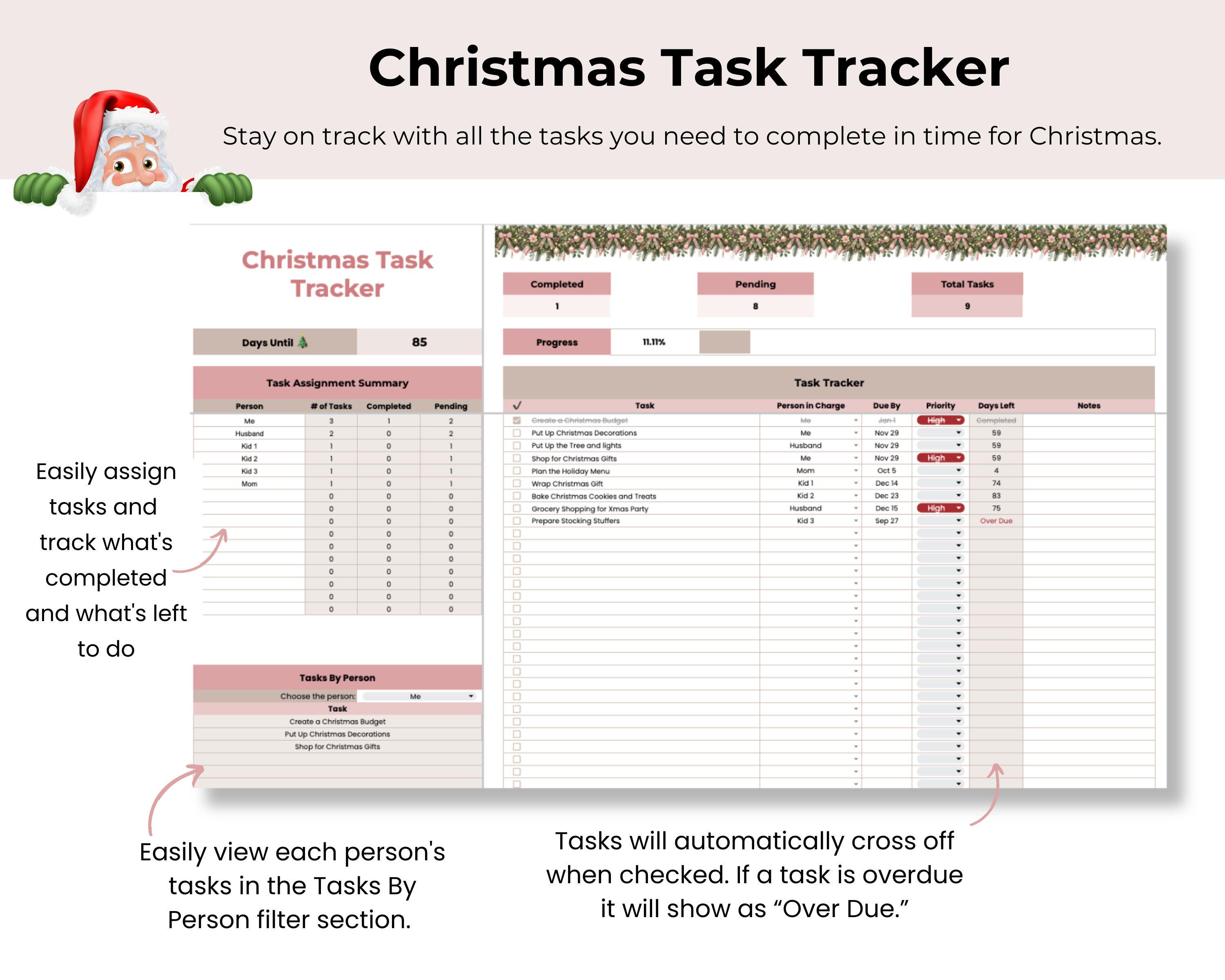 Christmas Planner Google Sheets: Gift Budget, Card & Task Tracker ...