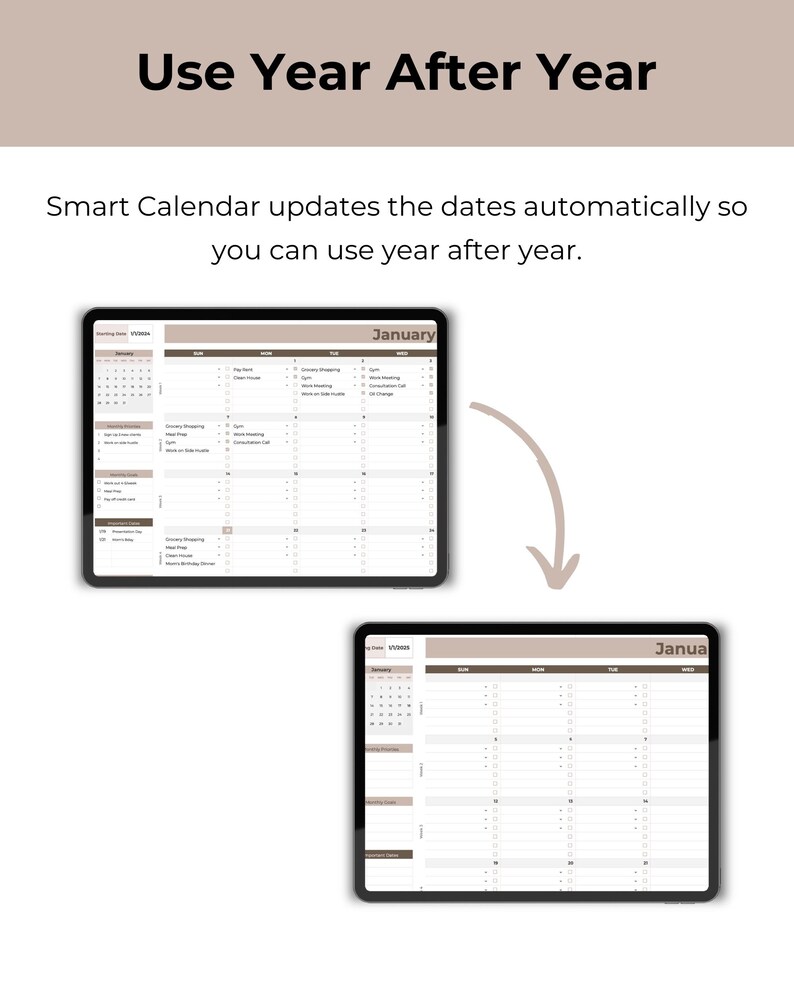 Editable Monthly Calendar Template: Automated Google Sheets Planner ...
