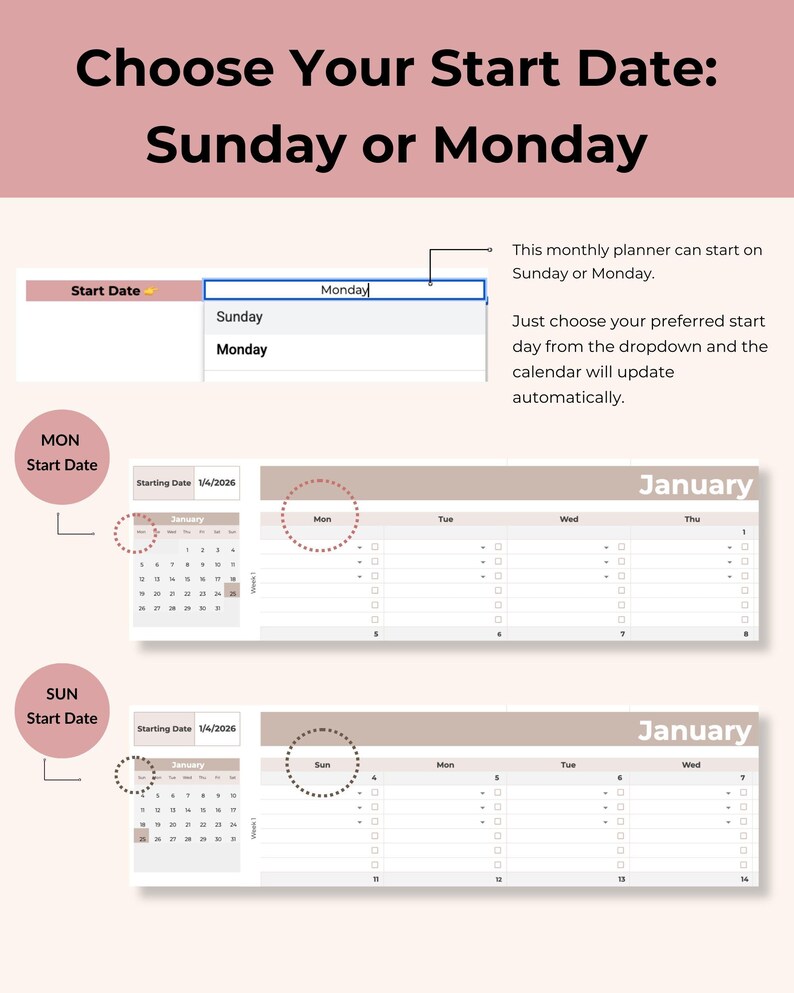 Editable Monthly Calendar Template, Automated Google Sheets Planner ...