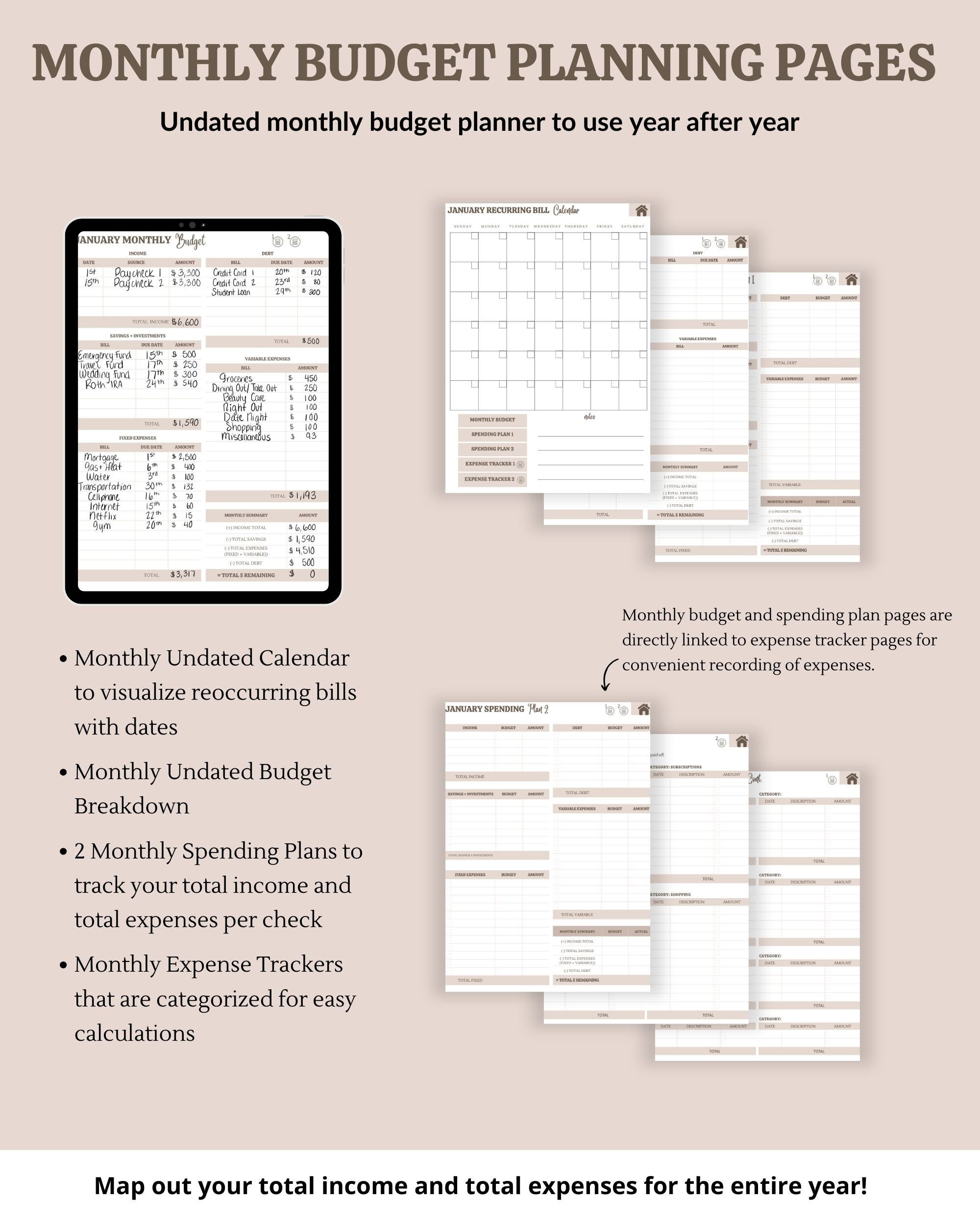Digital Budget Planner, Financial Planner, Monthly Budget Tracker ...