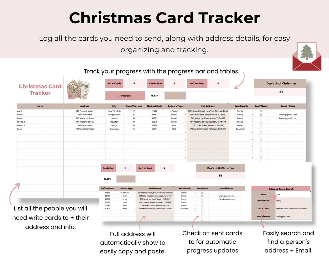 Christmas Planner Google Sheets: Gift Budget, Card & Task Tracker ...