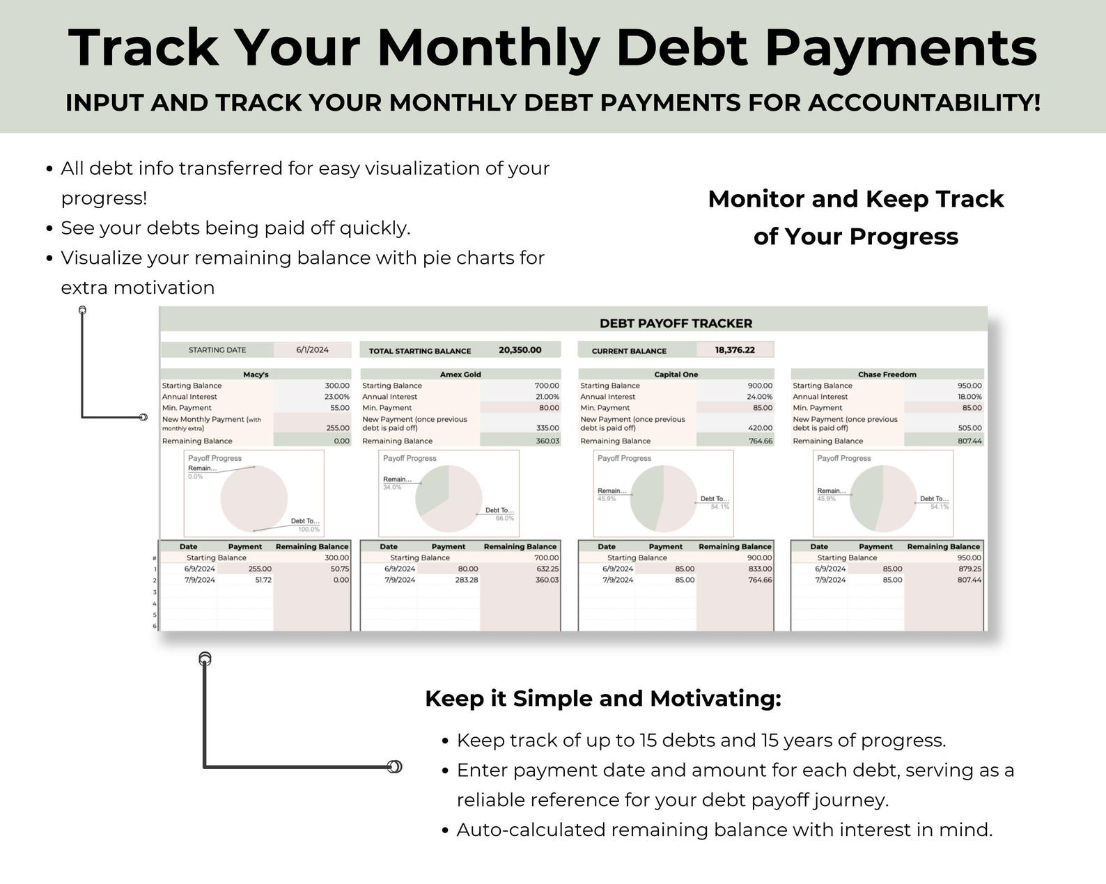 Simple Debt Snowball Spreadsheet, Debt Avalanche, Debt Payoff Google ...
