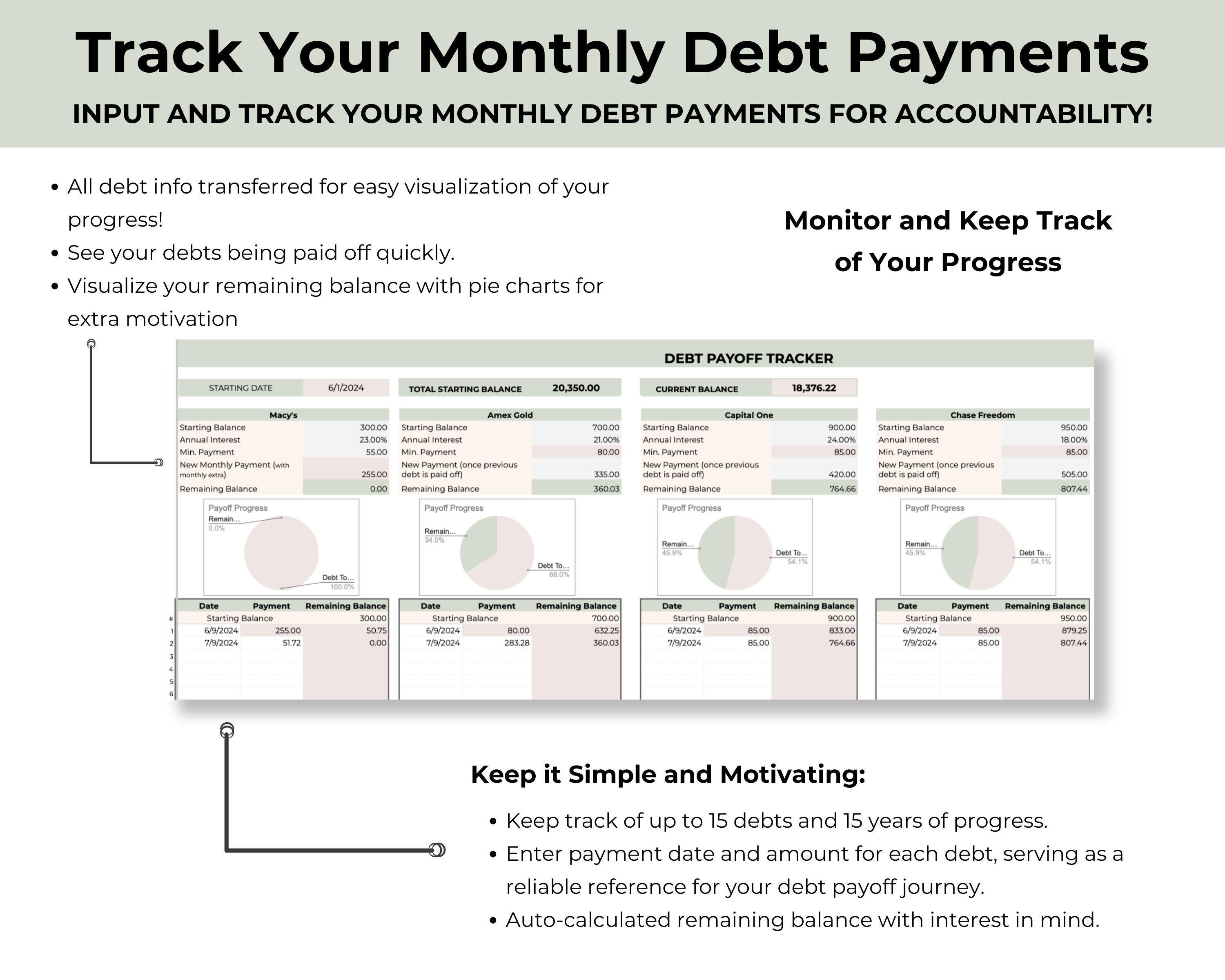 Simple Debt Snowball Spreadsheet, Debt Avalanche, Debt Payoff Google ...