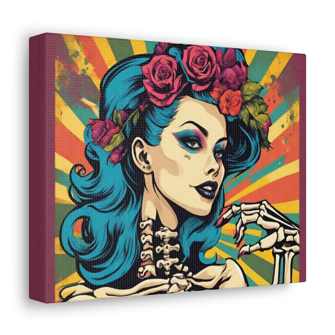 Skeleton Pin-up Zombie Pop Art Undead Pin Up Living Dead Dark Haired ...