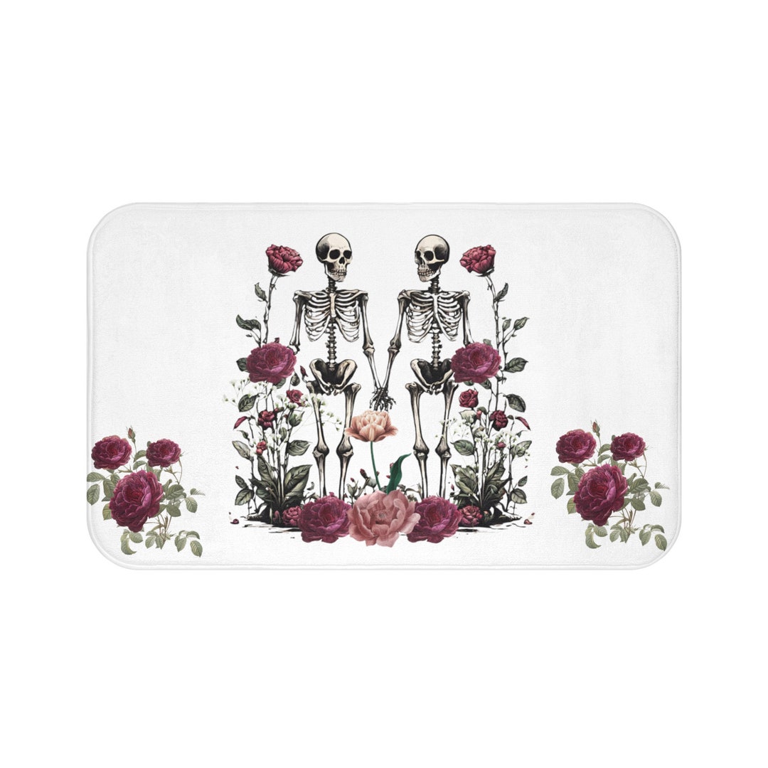 Darke Cottagecor Love Always Bloom Skeleton and Flowers Bath Mat ...