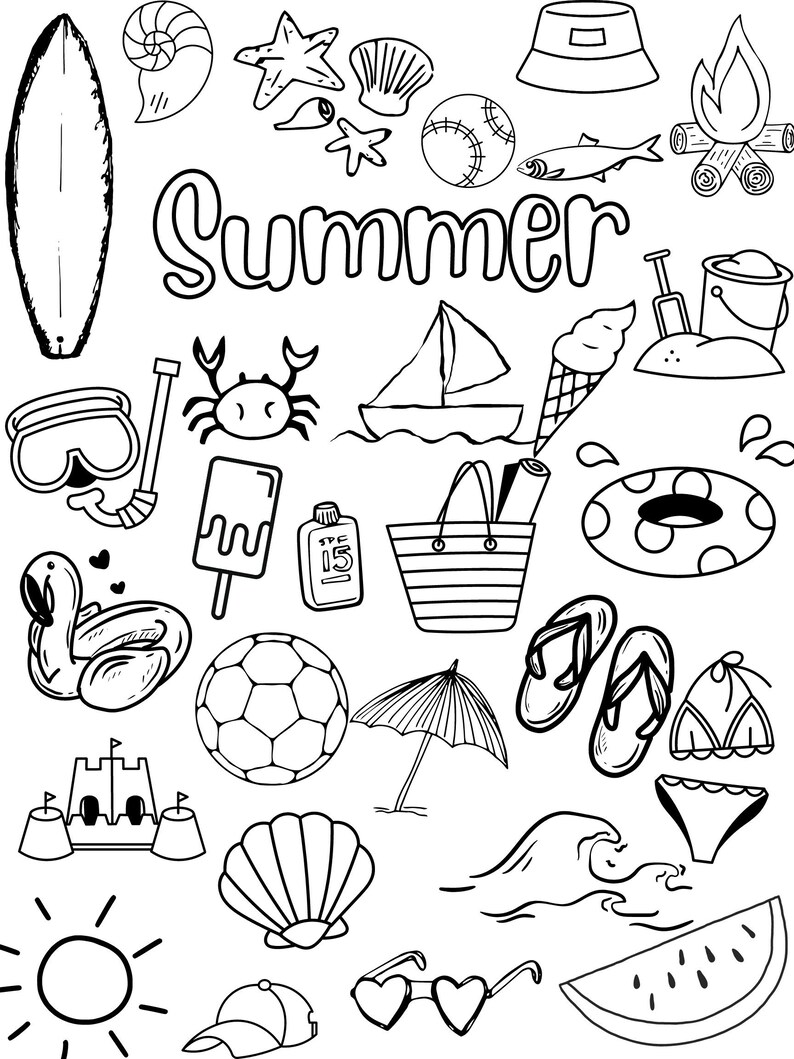 Summer Colouring Sheet - Etsy