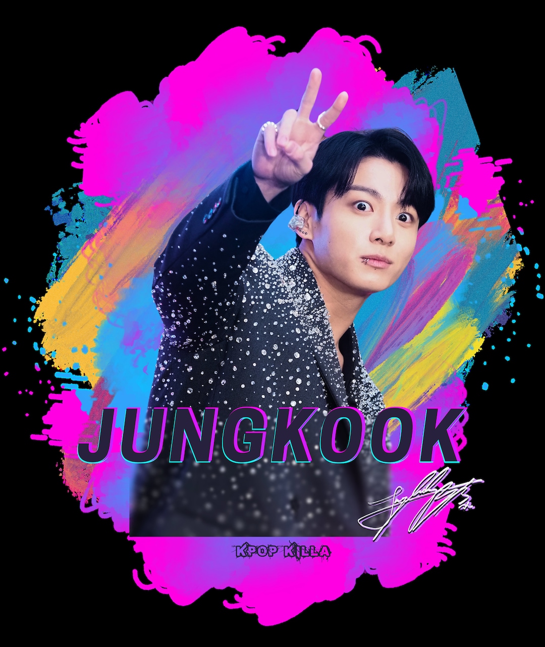 Jungkook Peace Autograph Tshirt DIGITAL PNG Design on Transparent ...