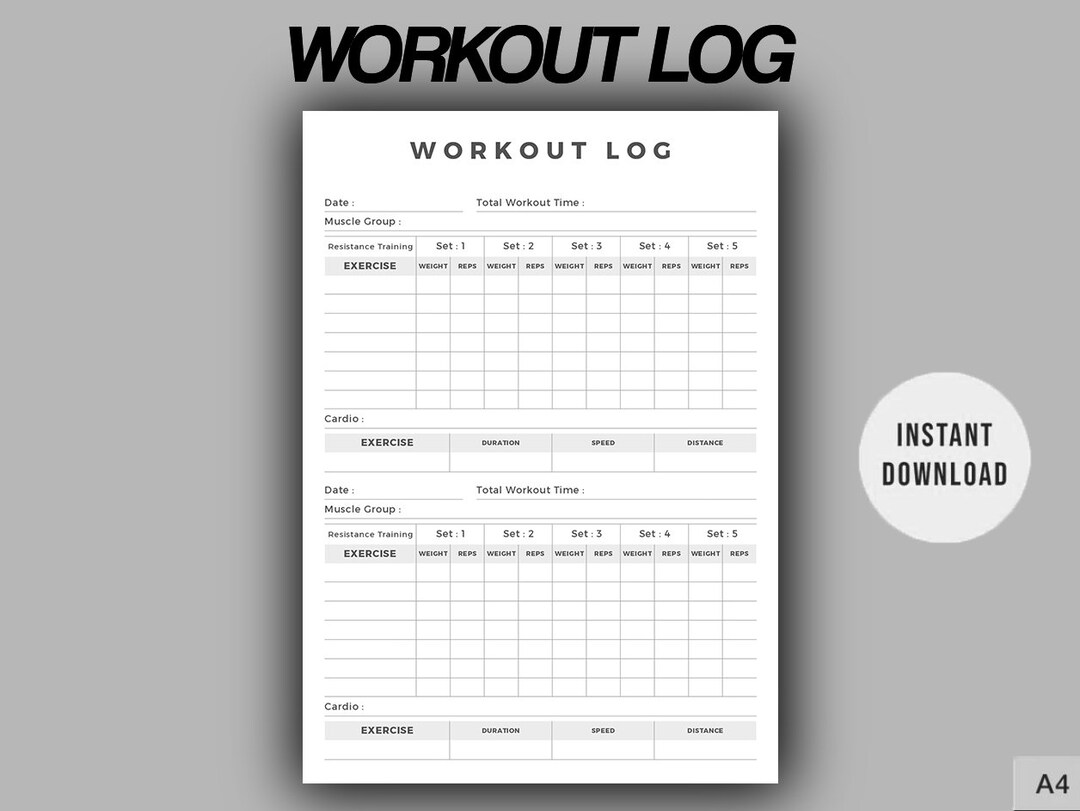Weekly Workout Log Printable Template Workout Planner - Etsy