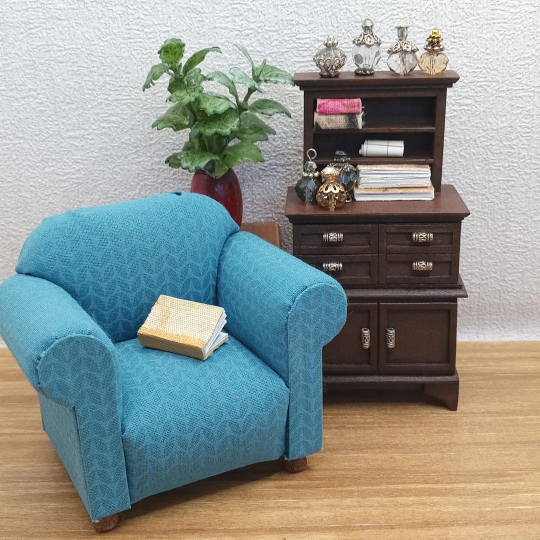 Dollhouse 1/12 Scale Miniature 'arrow' Accent Chair, Hand Made ...