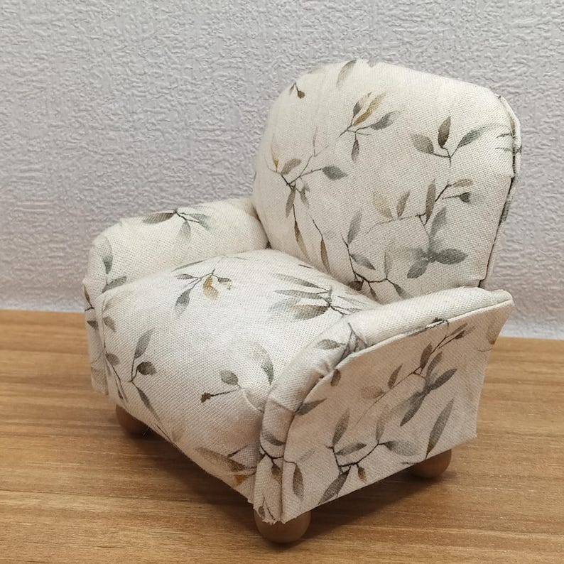 Dollhouse 1/12 Scale Miniature 'olive' Accent Chair, Hand Made - Etsy