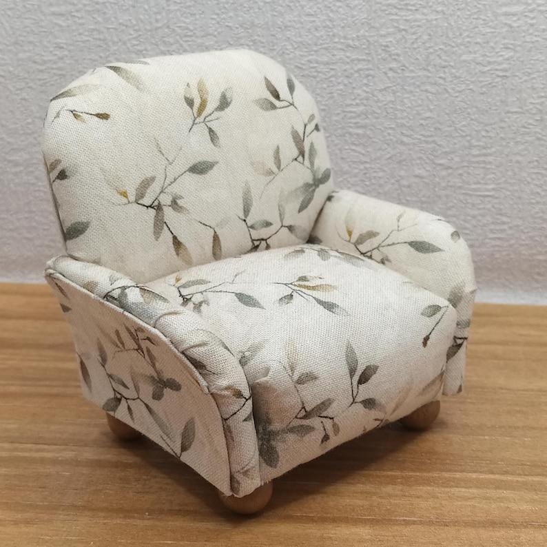 Dollhouse 1/12 Scale Miniature 'olive' Accent Chair, Hand Made - Etsy