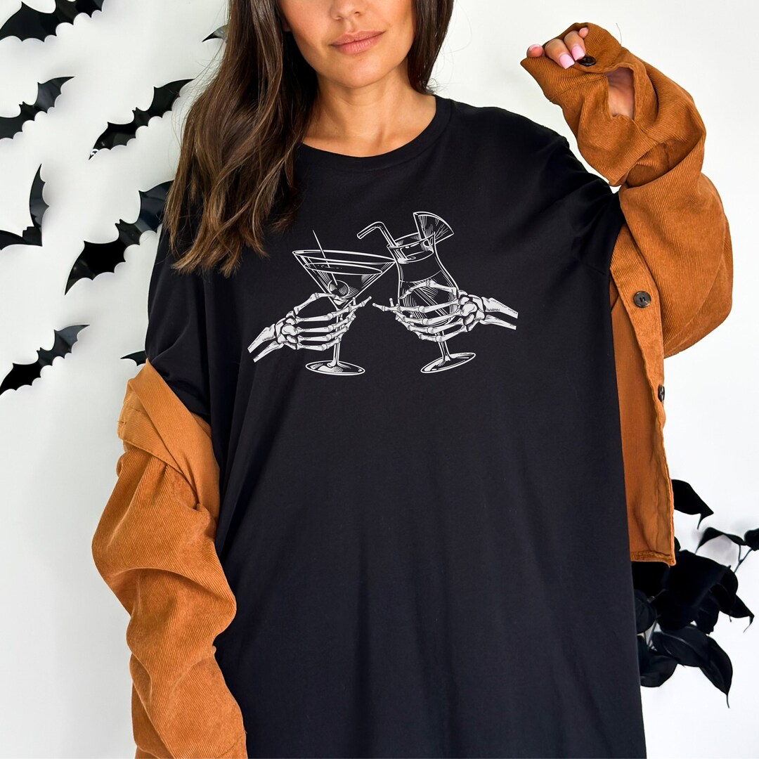 Skeleton Cocktails Cheers Shirt, Cute Spooky Season Skeleton Shirt ...