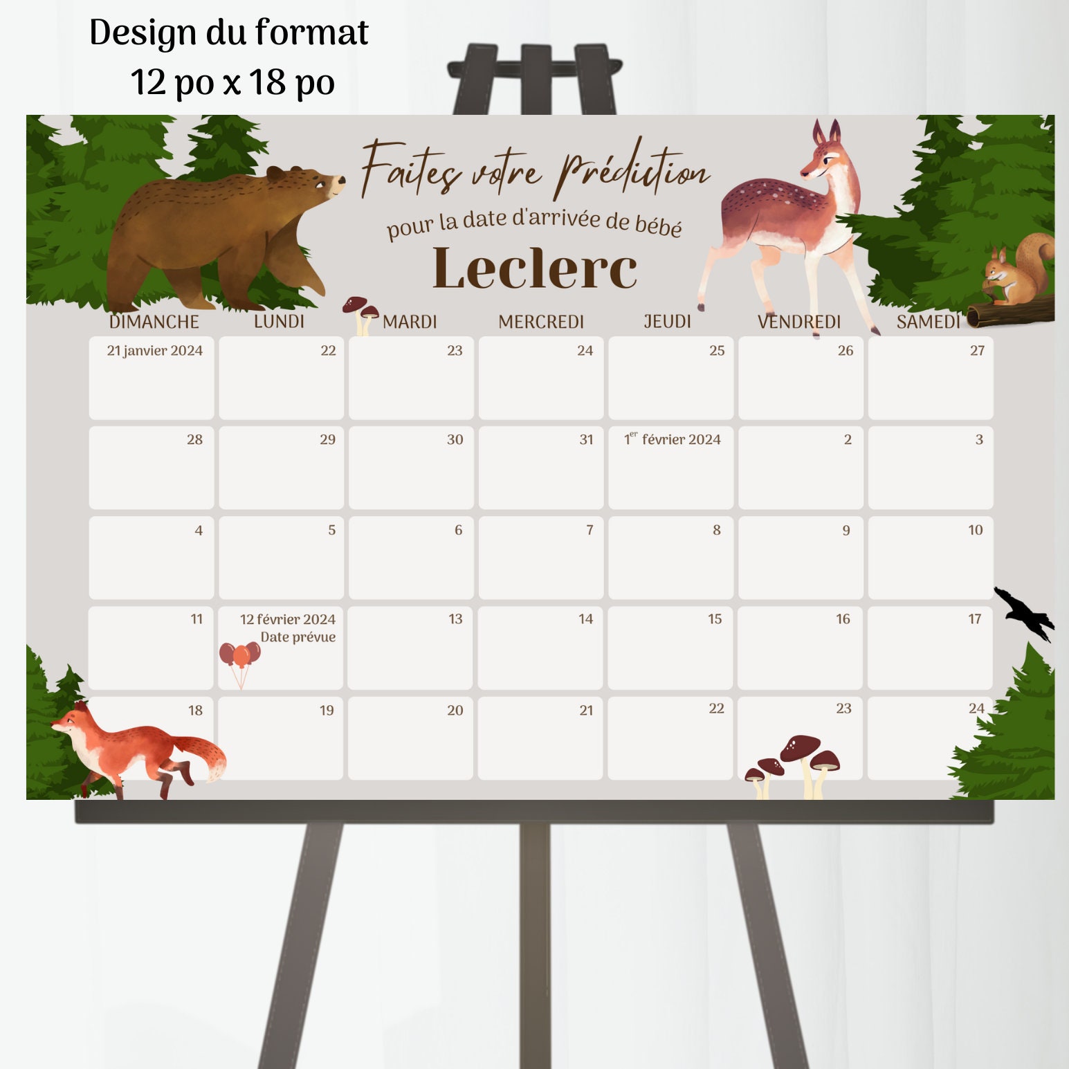 DIGITAL French Baby Due Date Calendar, Baby Shower Game, Guess Baby Due ...