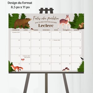 DIGITAL French Baby Due Date Calendar, Baby Shower Game, Guess Baby Due ...