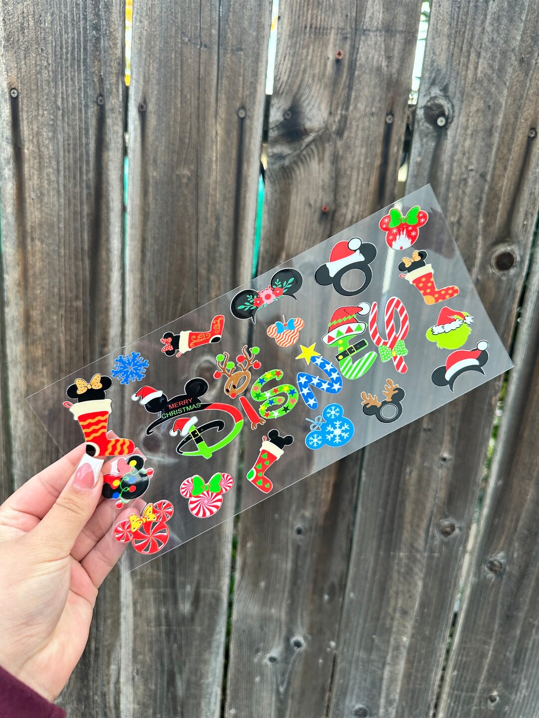 16oz UV DTF Cup Wrap 16oz Cup Wrap Mouse Christmas UV Dtf Libby Wrap ...