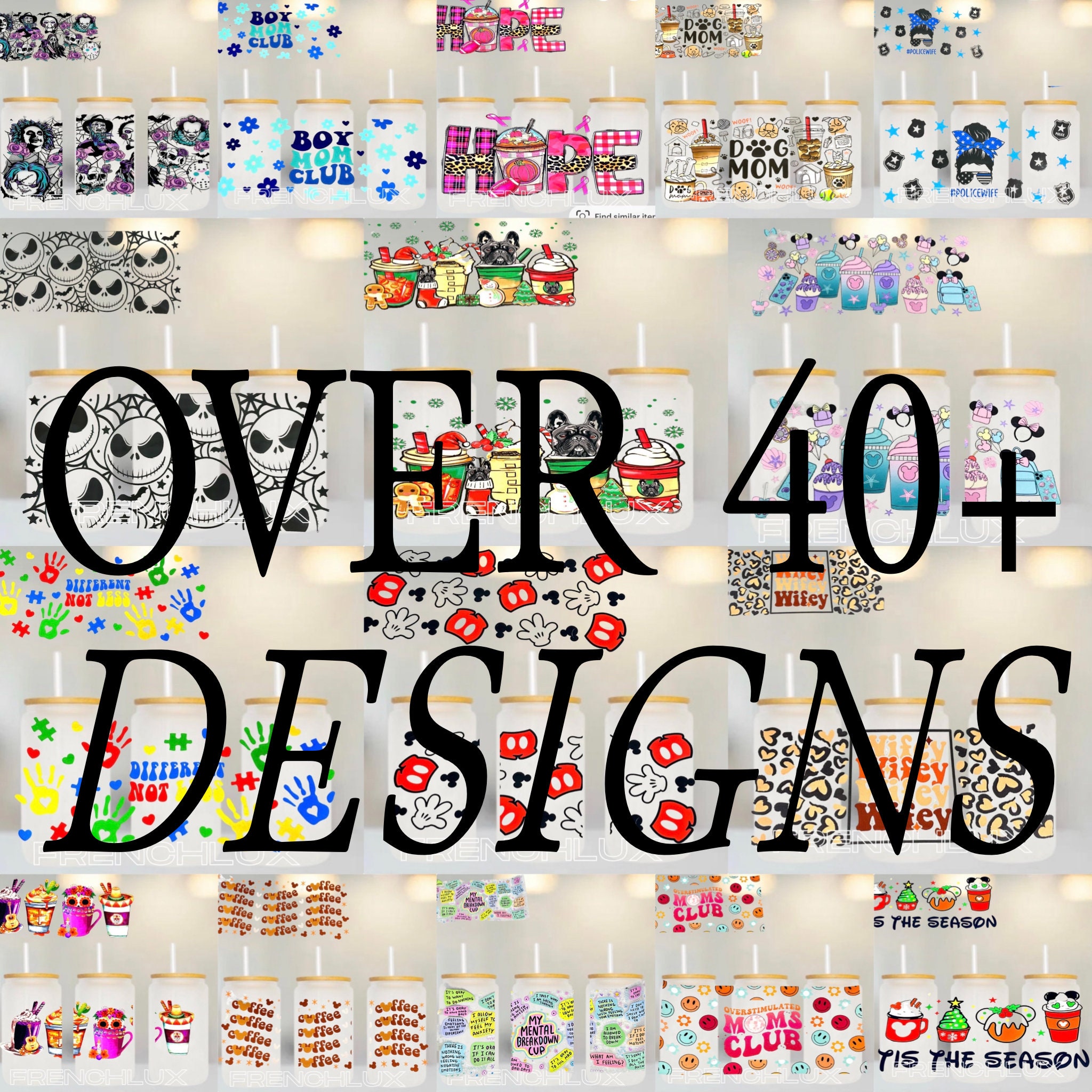 16oz UV DTF Cup Wrap Assortment Bundle Assortment of Design DTF Bundle ...