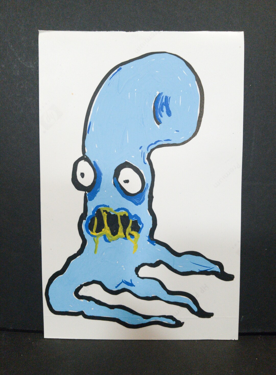 Cartoon Octopus Drawing, Hand-drawn Octo Man One-of-a-kind Wall Art ...